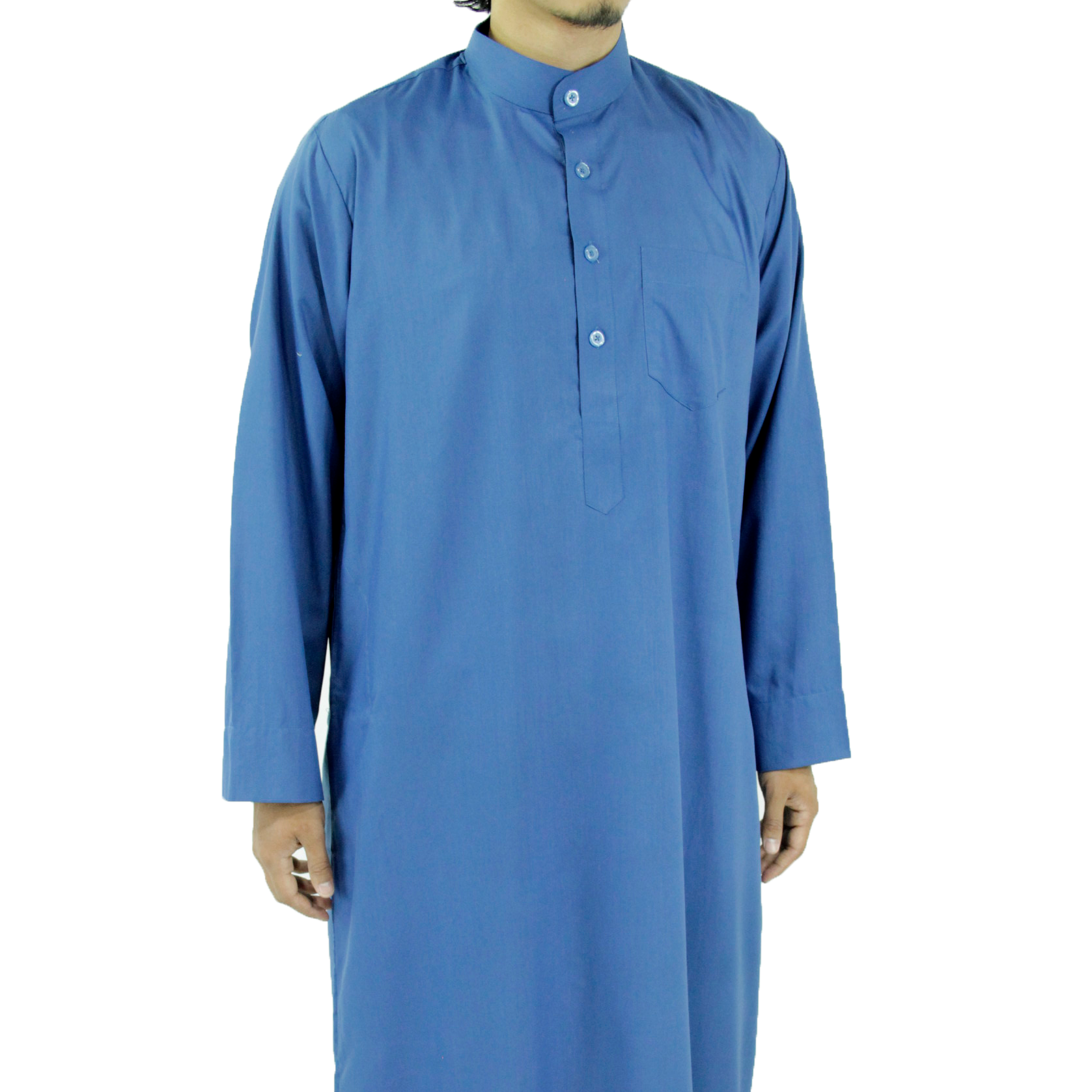 Hijaz Blue Men's Formal Arabian Thobe Cotton Kaftan Kandura With ...