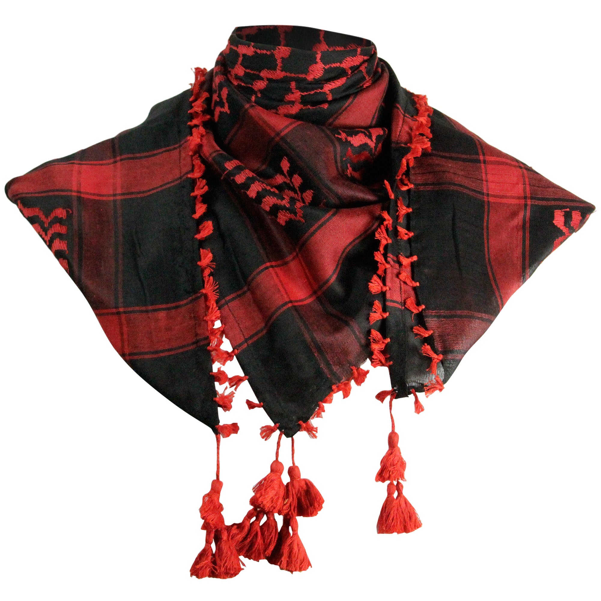 Black and Cherry Red Shemagh Tactical Desert Scarf Keffiyeh with ...