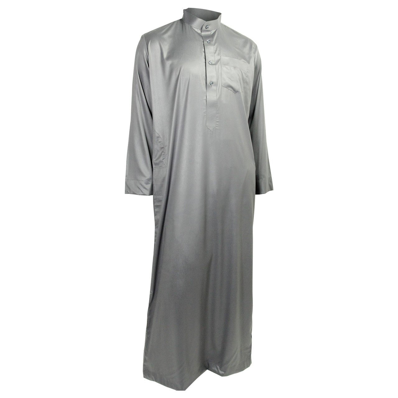 Hijaz Gray Formal Fitted Men's Thobe Dishdasha Polished Cotton Luxury