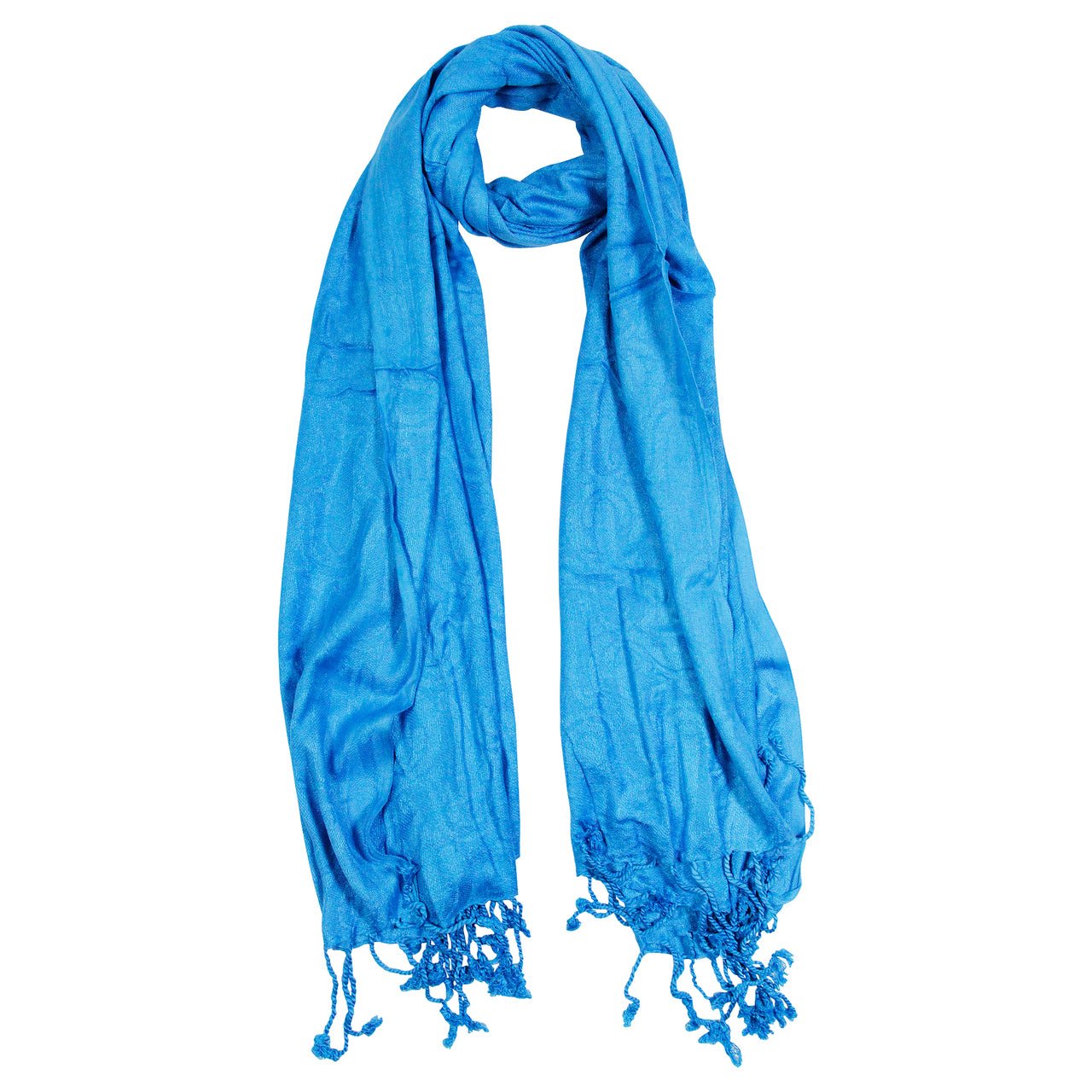 Sky Blue Jacquard Style Embroidered Rectangle Women's Hijab Scarf with ...